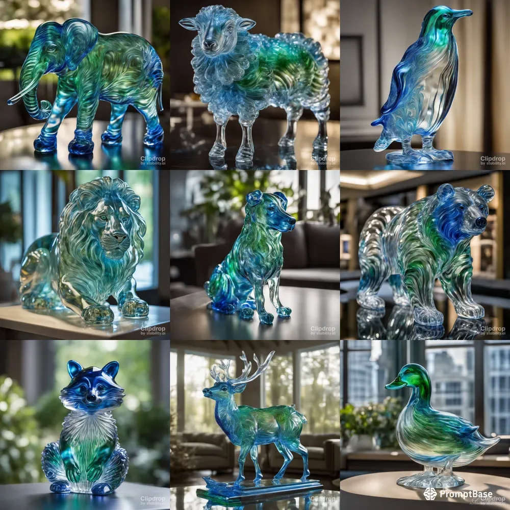 Glass Animal Sculptures Stable Diffusion Prompt | PromptBase