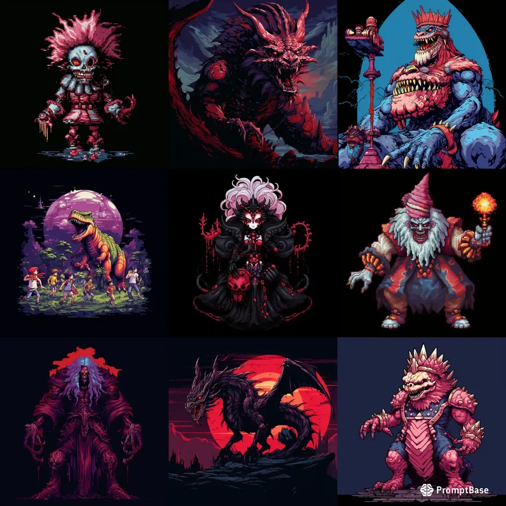 Retro RPG Boss Designs Midjourney Prompt | PromptBase