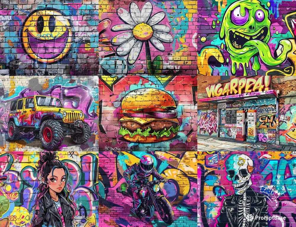 Graffiti Wall Art Digital Papers Midjourney Prompt | PromptBase