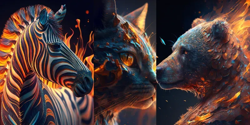 Burning Flames Realistic Fire Animals Midjourney Prompt | PromptBase