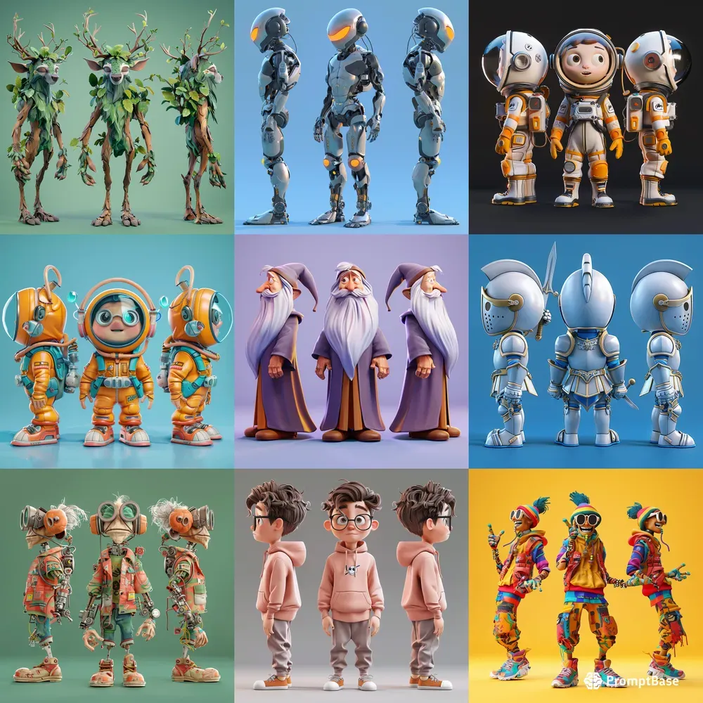 4D Character Designs Midjourney Prompt | PromptBase