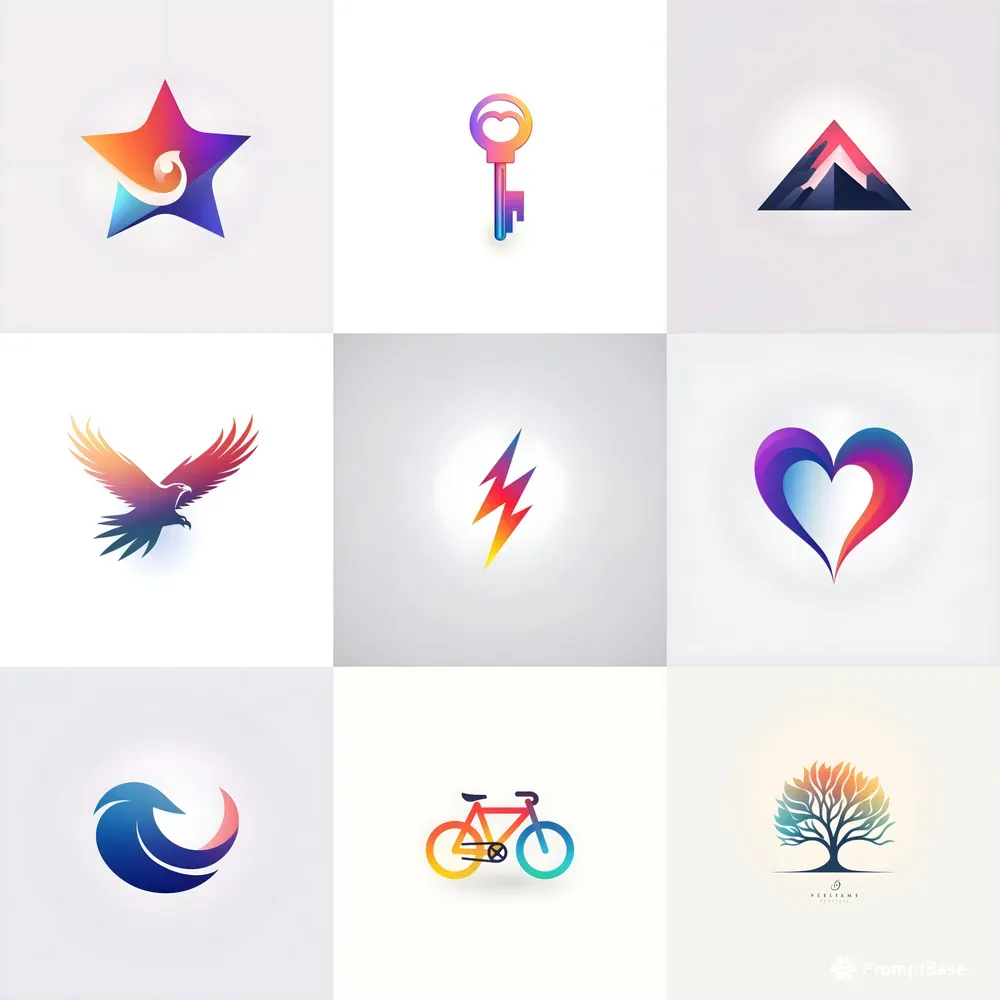 Gradient Minimalist Logo Designs Midjourney Prompt | PromptBase