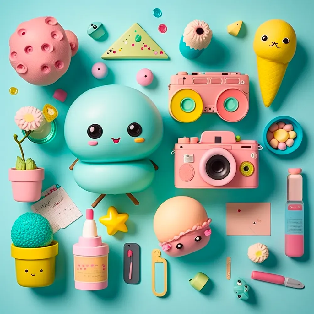 Displays Of Super Cute Kawaii Items Midjourney Prompt | PromptBase