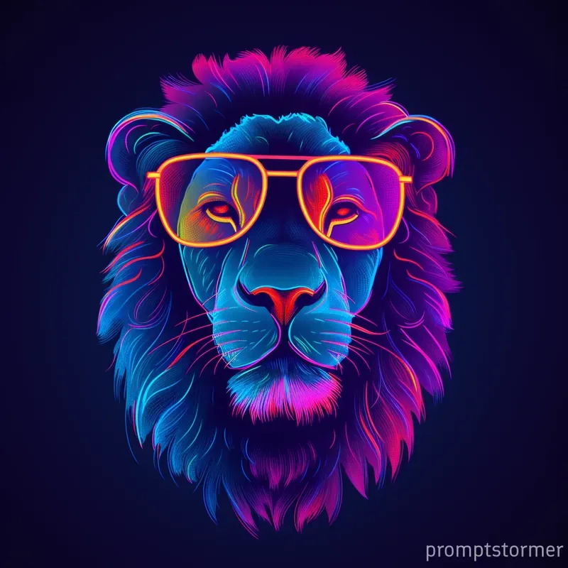 Vibrant Neon Animals Midjourney Prompt | PromptBase