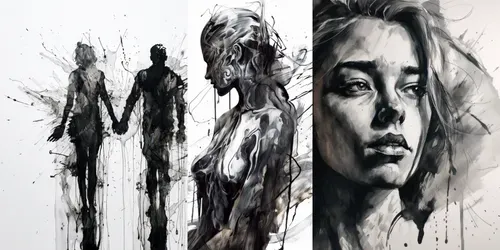 Dark Moody Black And White Ink Drawings Midjourney Prompt | PromptBase