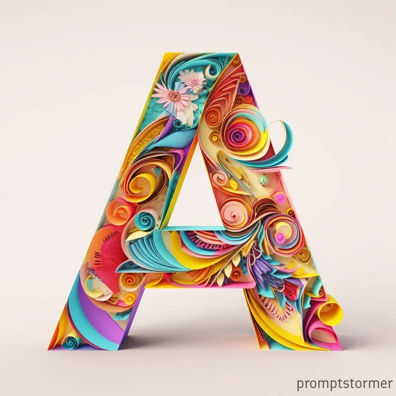 Colorful Folded Letter Designs Midjourney Prompt | PromptBase