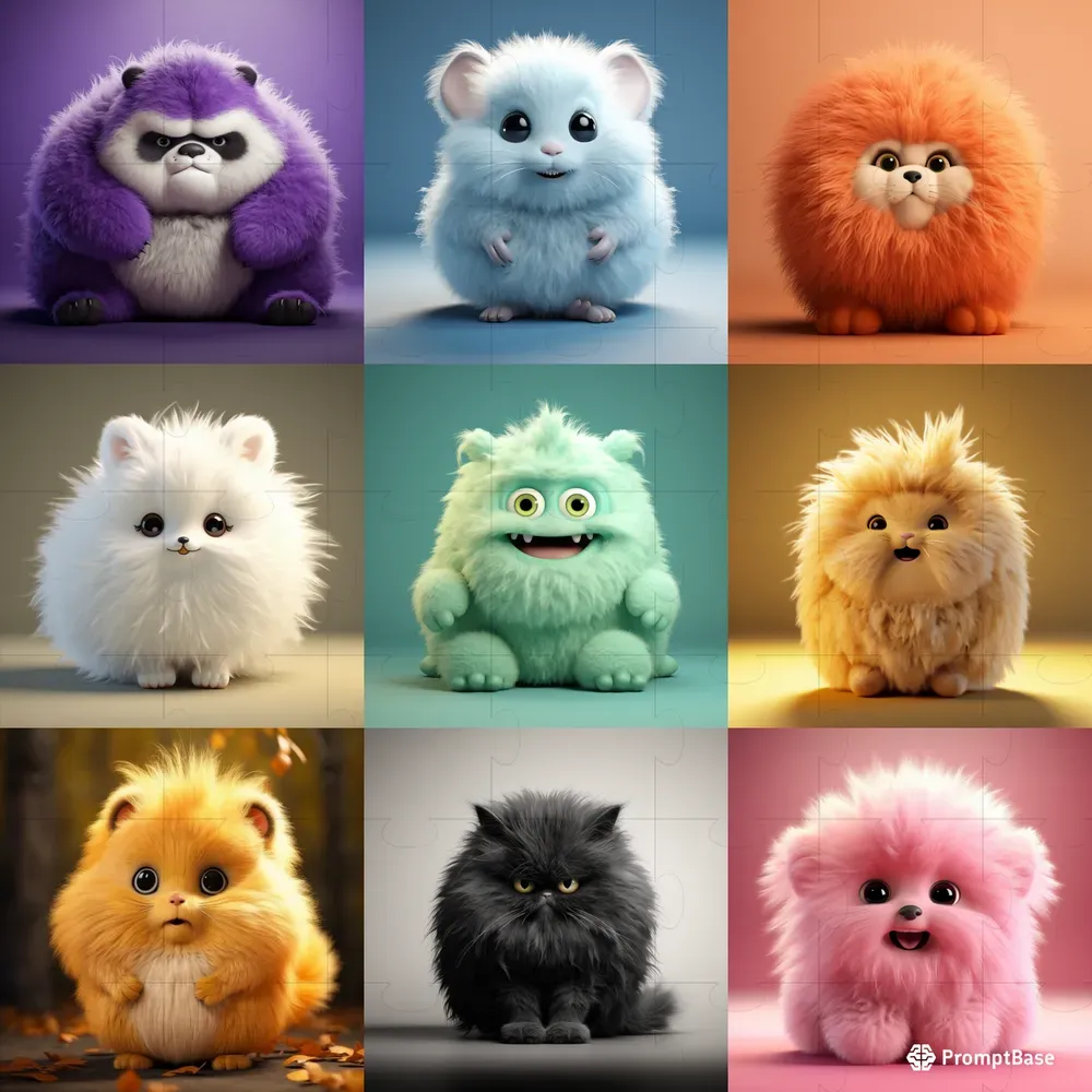 Fluffy Ball Animals Midjourney Prompt | PromptBase