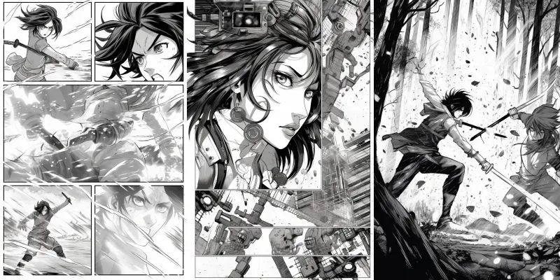 Fight Scene Anime Manga Comic Pages Midjourney Prompt | PromptBase