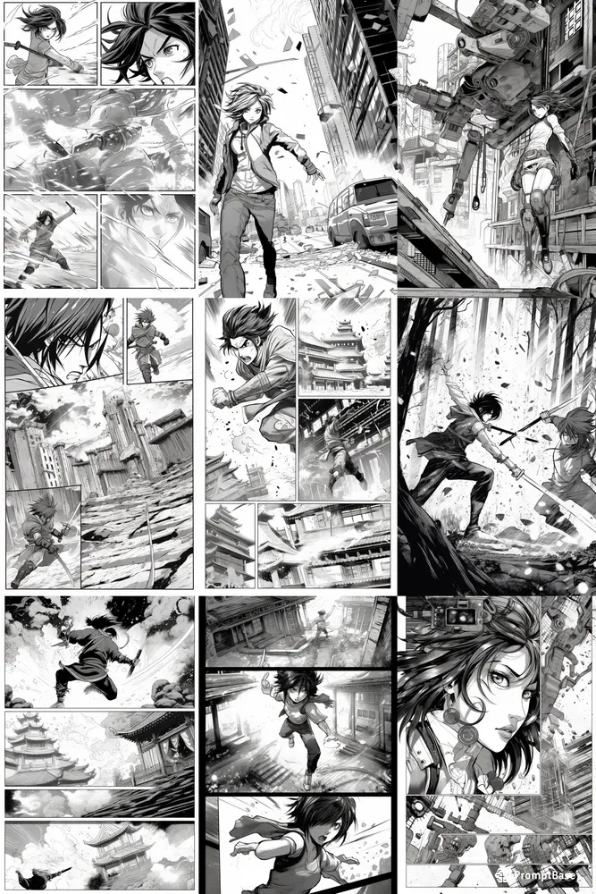 Fight Scene Anime Manga Comic Pages Midjourney Prompt | PromptBase