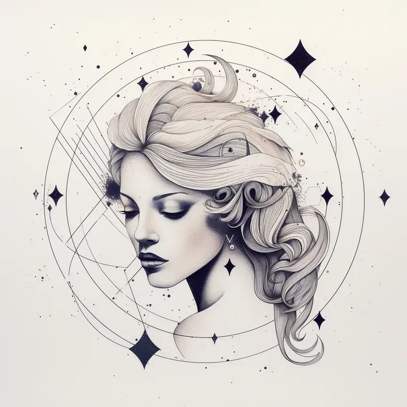 Fineline Illustrations Zodiac Signs Midjourney Prompt | PromptBase