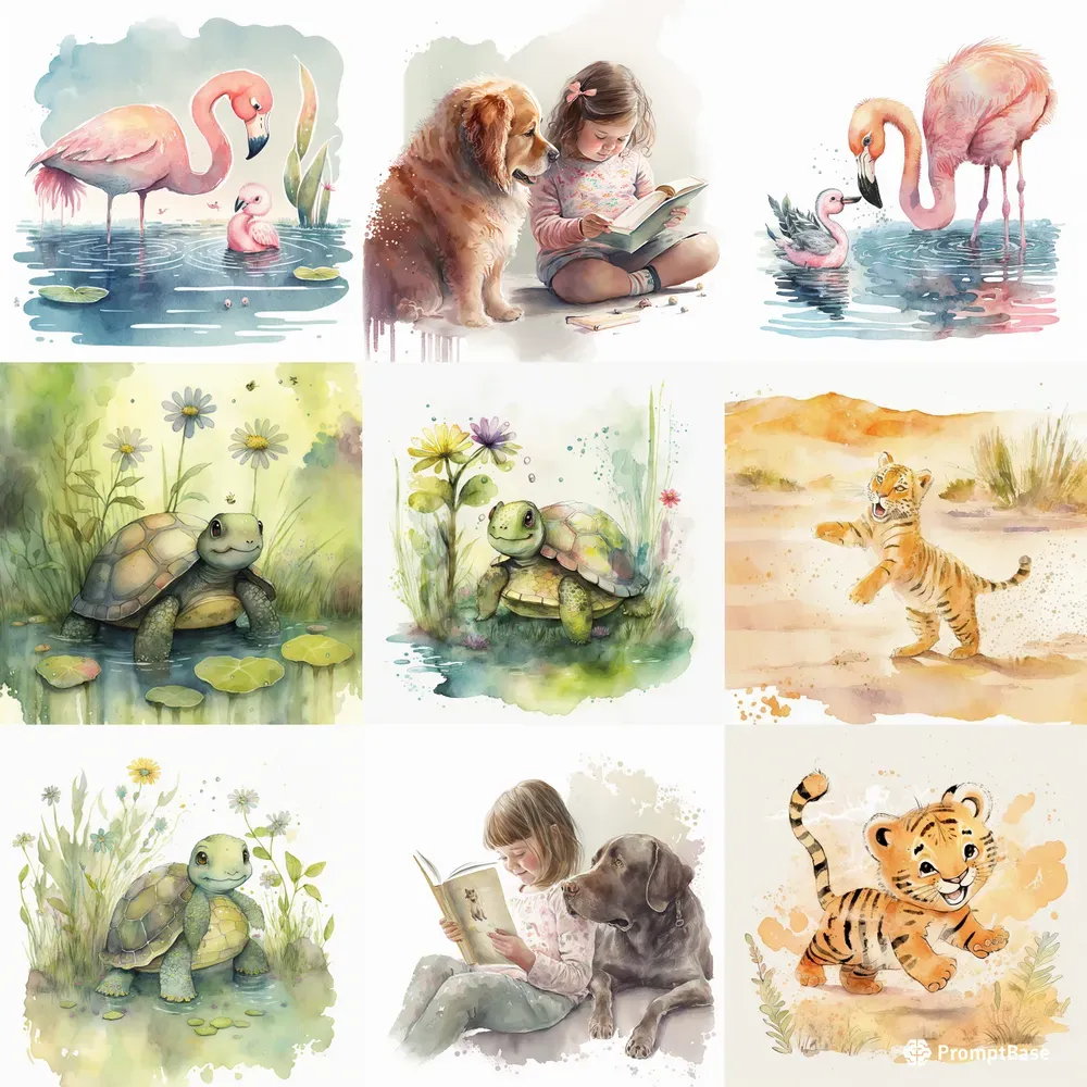 Beautiful Childrens Book Illustrations Midjourney Prompt | PromptBase