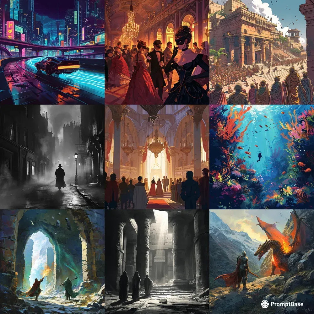 50 Graphics Novel Scenes Midjourney Prompt | PromptBase