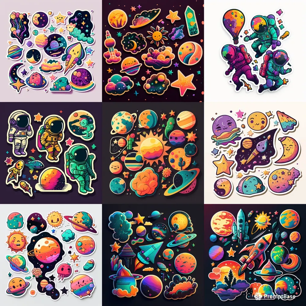 Cute Space Sticker Packs Midjourney Prompt | PromptBase