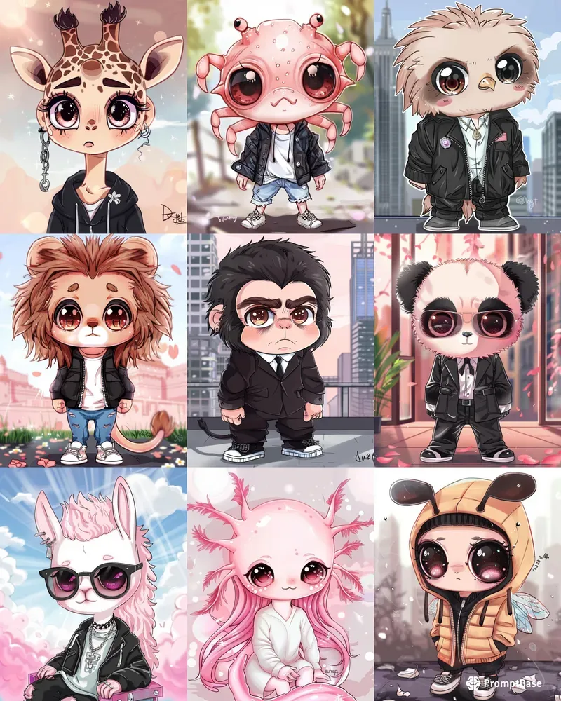 Hyper Chibi Animal Characters Midjourney Prompt | PromptBase