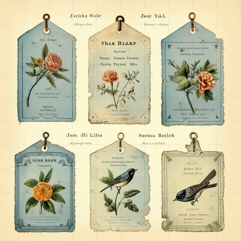 Junk Journal Printable Tags Labels Midjourney Prompt | PromptBase