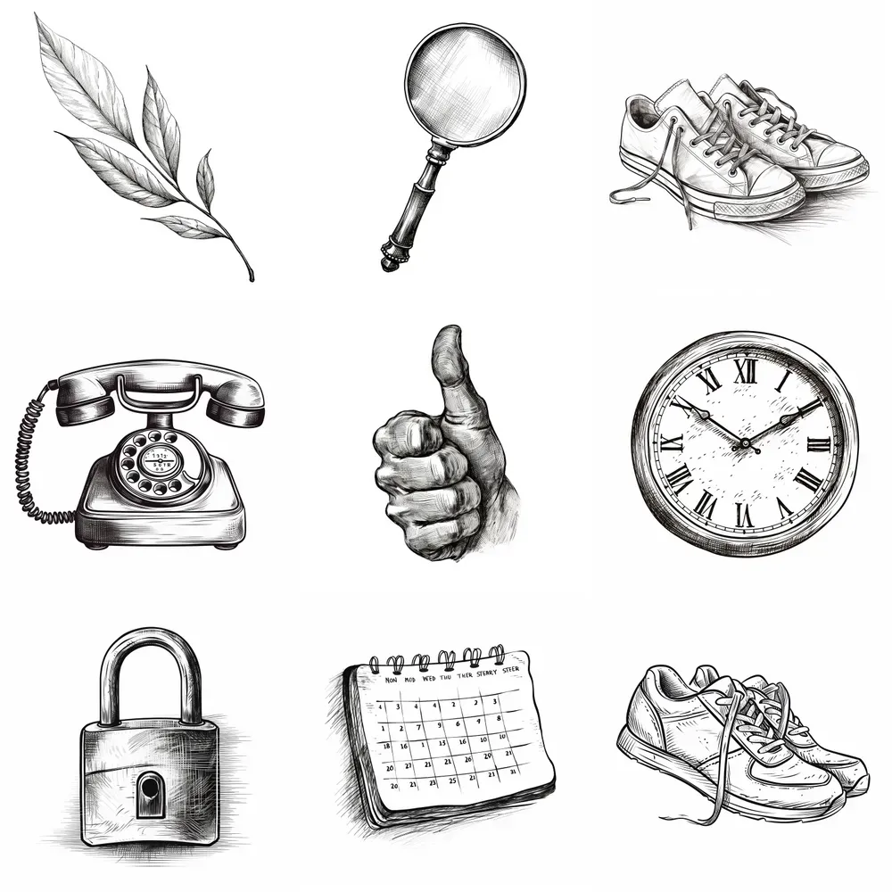 Simple Pencil Sketch Drawing Icons Midjourney Prompt | PromptBase