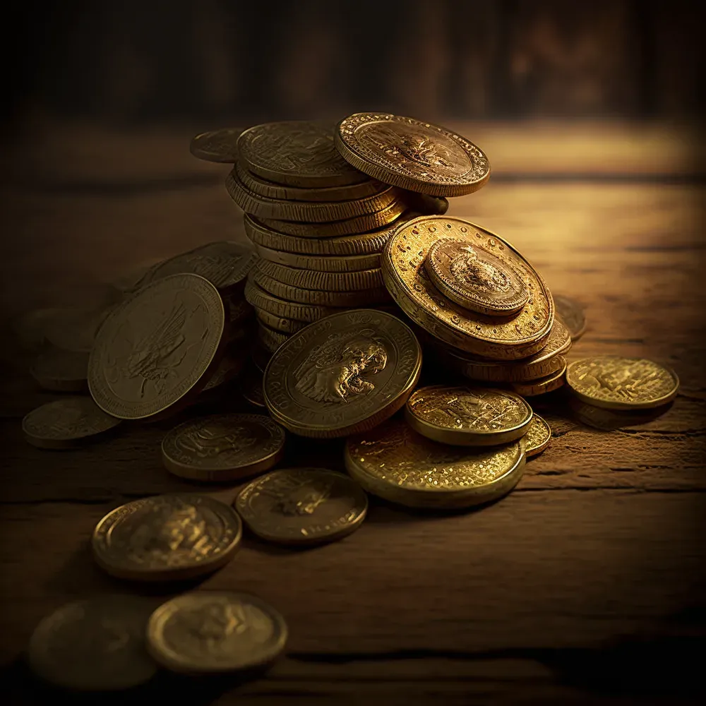 Piles Of Gold Coins - Realistic Photography Midjourney Prompt | PromptBase