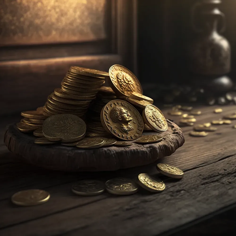 Piles Of Gold Coins - Realistic Photography Midjourney Prompt | PromptBase