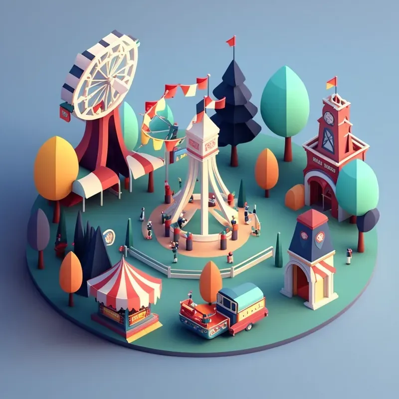 Isometric Theme Park Scenes Midjourney Prompt | PromptBase