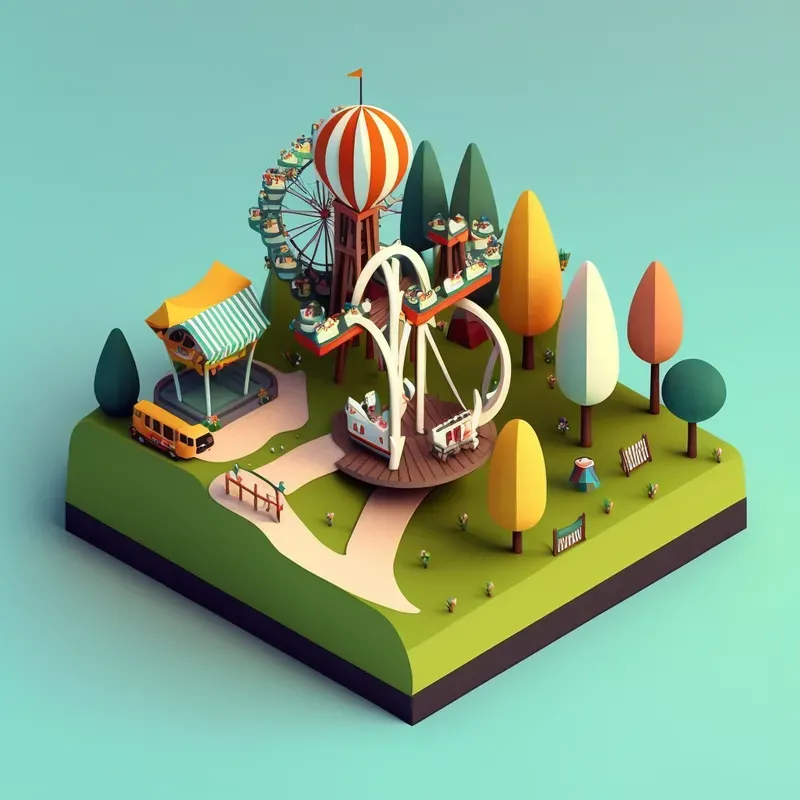Isometric Theme Park Scenes Midjourney Prompt | PromptBase