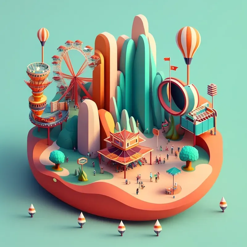 Isometric Theme Park Scenes Midjourney Prompt | PromptBase