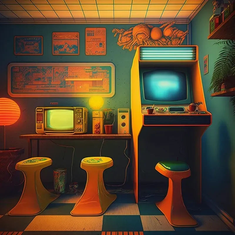 Retro-futurism Game Rooms Midjourney Prompt | PromptBase