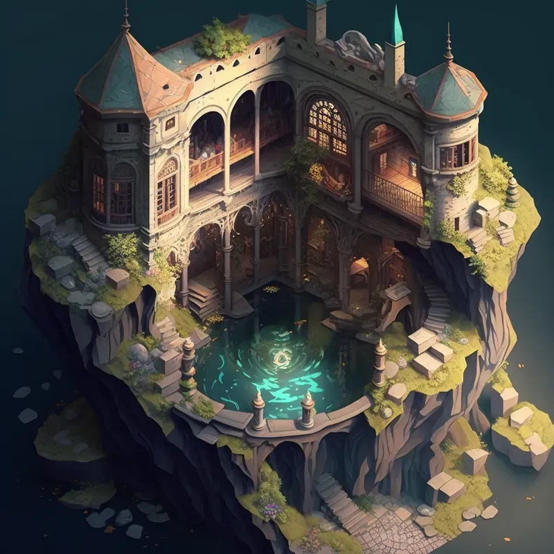 Isometric Fantasy Castles Midjourney Prompt | PromptBase