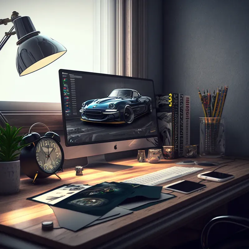 Professional Desk Setup Visualizations Midjourney Prompt | PromptBase