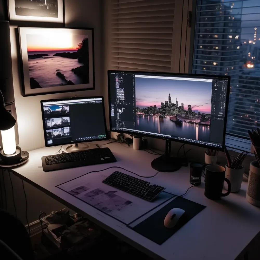 Professional Desk Setups With Ray Tracing Midjourney Prompt | PromptBase