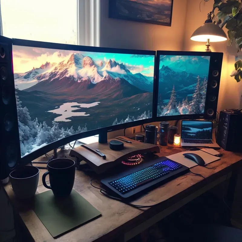 Professional Desk Setups With Ray Tracing Midjourney Prompt | PromptBase