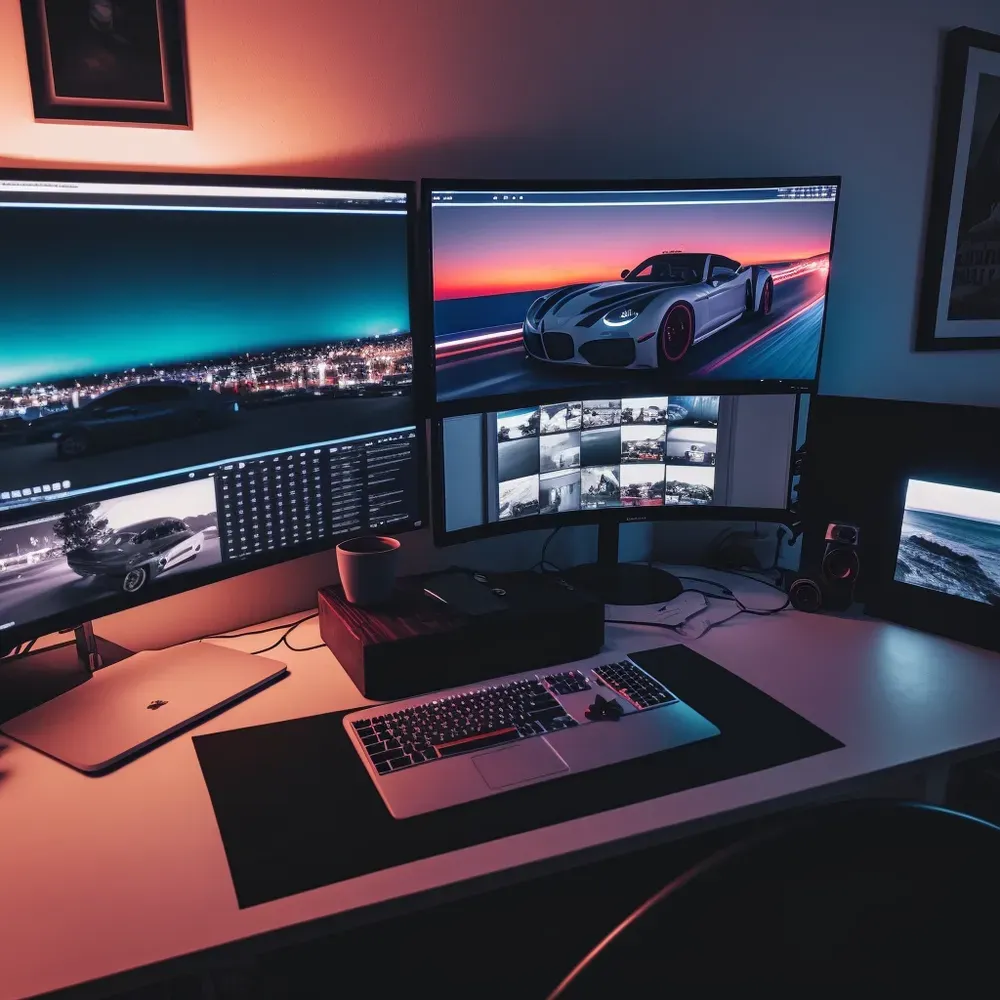 Professional Desk Setups With Ray Tracing Midjourney Prompt | PromptBase