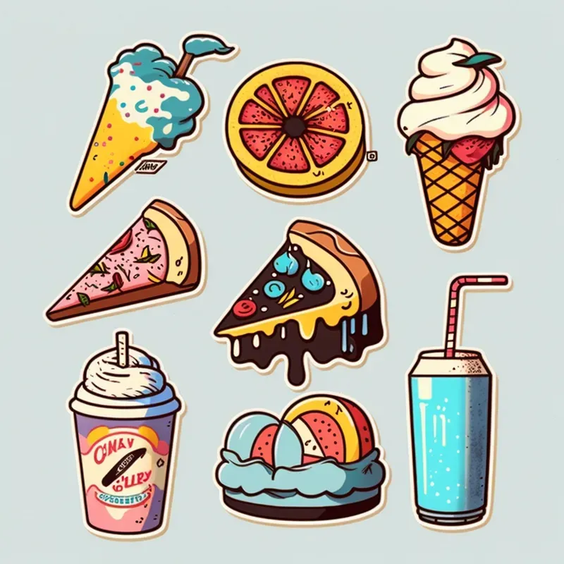 Retro Food Stickers Midjourney Prompt | PromptBase