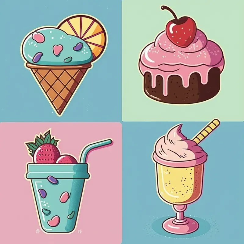 Retro Food Stickers Midjourney Prompt | PromptBase