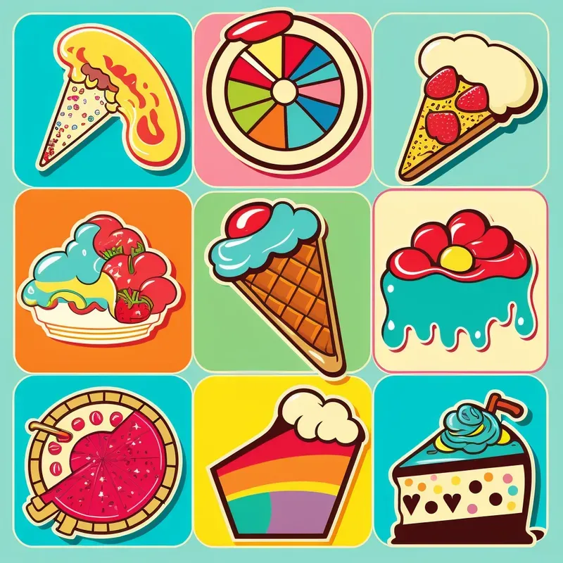 Retro Food Stickers Midjourney Prompt | PromptBase