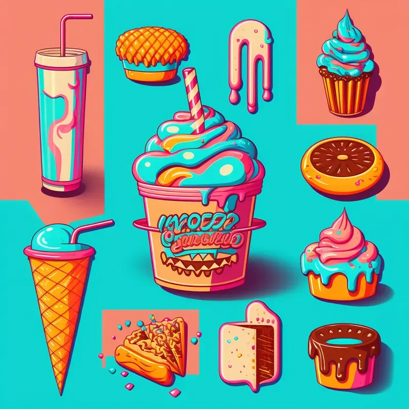 Retro Food Stickers Midjourney Prompt | PromptBase