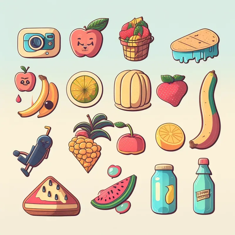 Retro Food Stickers Collections Midjourney Prompt | PromptBase
