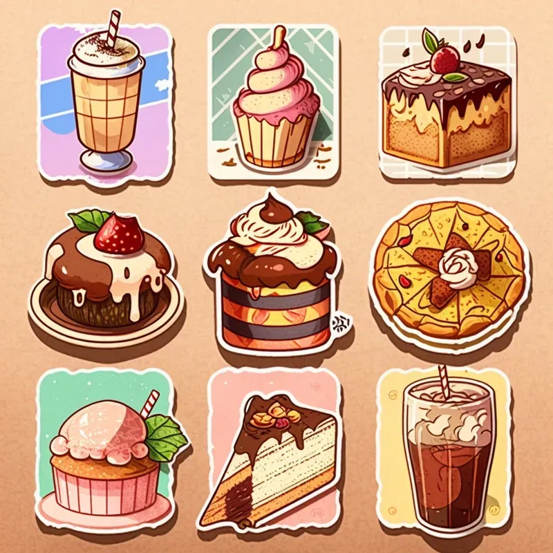 Retro Food Stickers Collections Midjourney Prompt | PromptBase