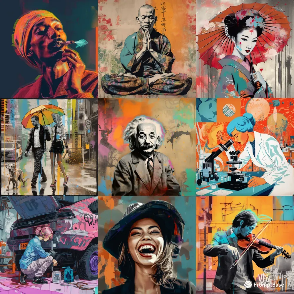 Vibrant Happycore Pop Art Illustrations Midjourney Prompt | PromptBase