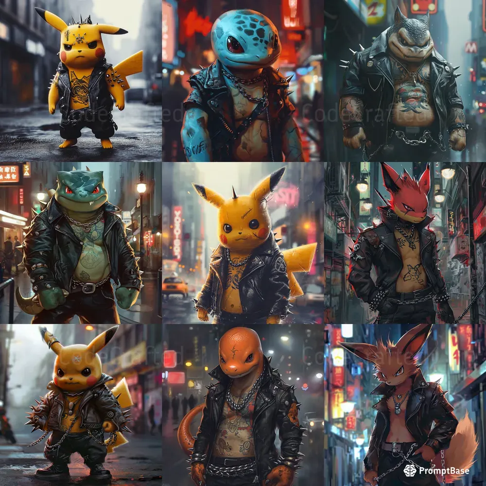 Gangster Pokemon With Tattoos Midjourney Prompt | PromptBase