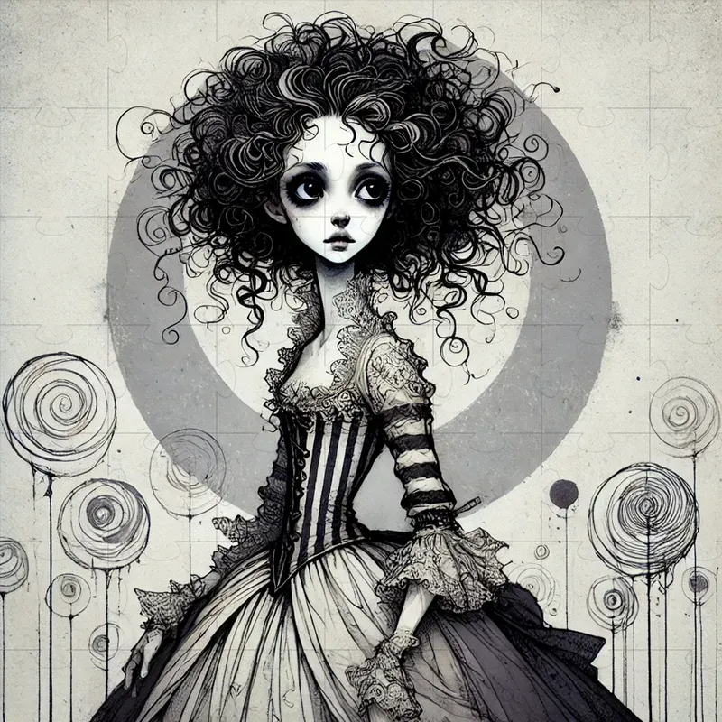 Tim Burtons Style Characters DALL·E Prompt | PromptBase