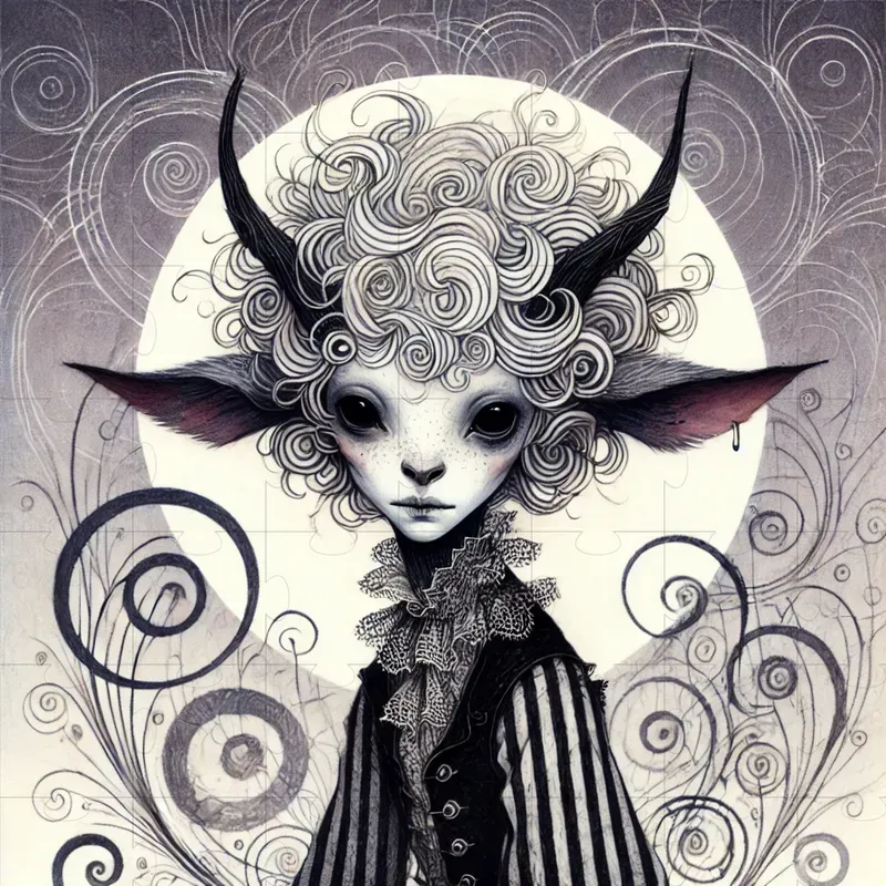 Tim Burtons Style Characters DALL·E Prompt | PromptBase