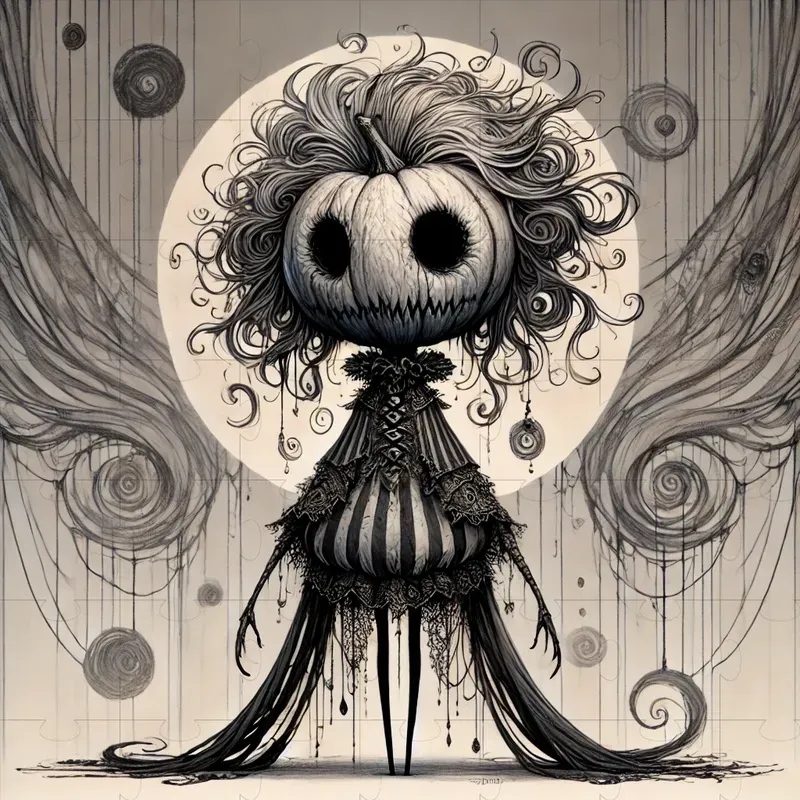 Tim Burtons Style Characters DALL·E Prompt | PromptBase