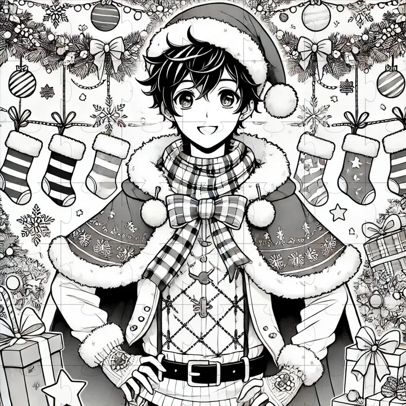 Manga Anime Christmas Coloring Pages DALL·E Prompt | PromptBase