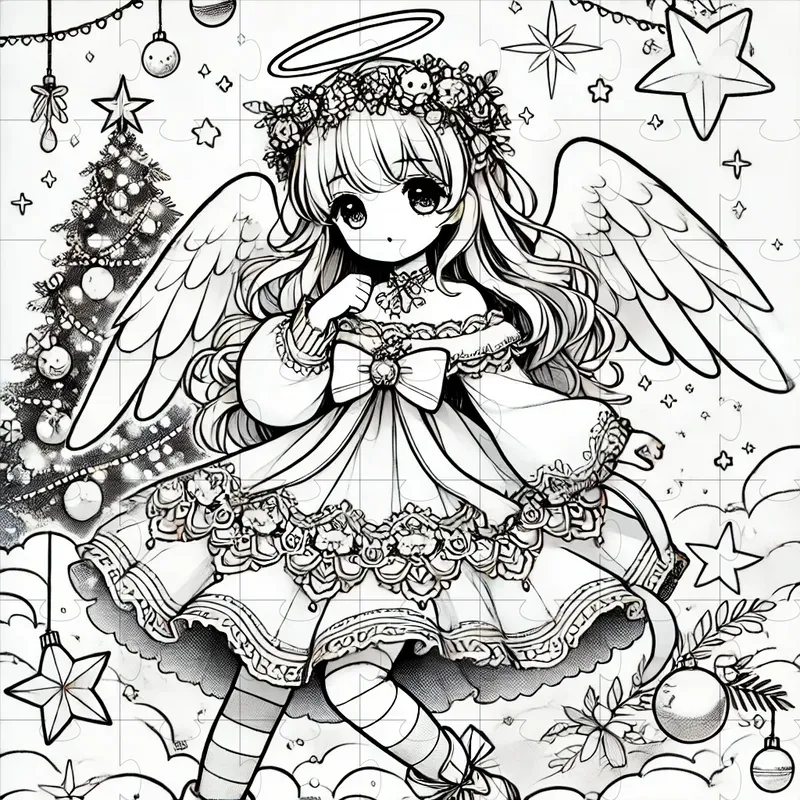 Manga Anime Christmas Coloring Pages DALL·E Prompt | PromptBase