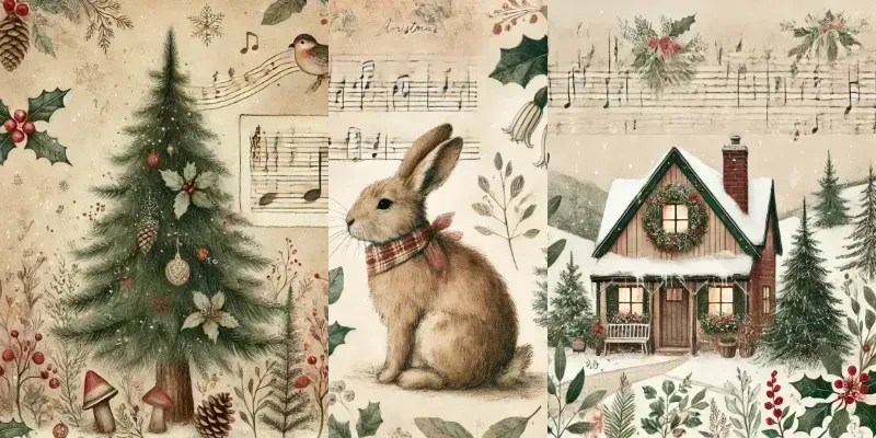 Cottagecore Christmas Style Postcards DALL·E Prompt | PromptBase