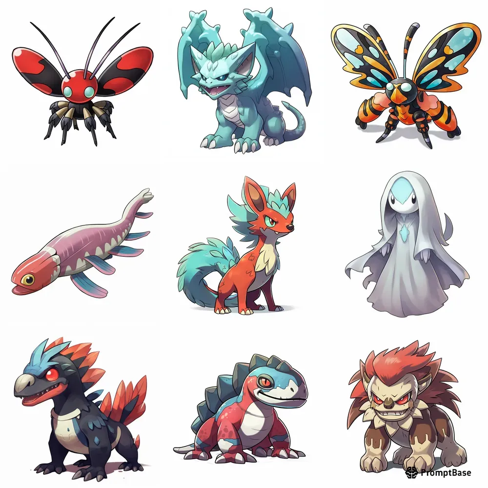 Pokemon Style Creatures Designs Midjourney Prompt | PromptBase