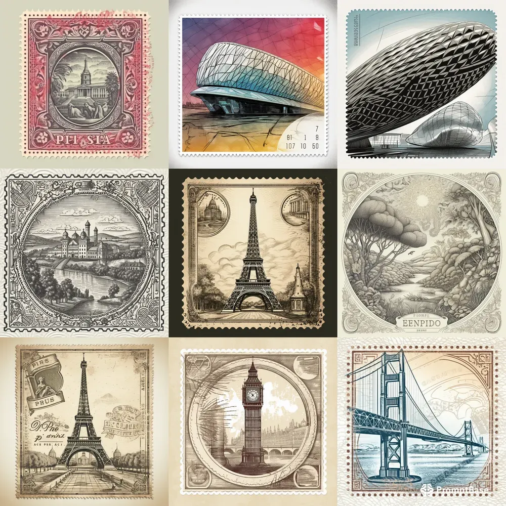 Retro Postage Stamps Midjourney Prompt | PromptBase