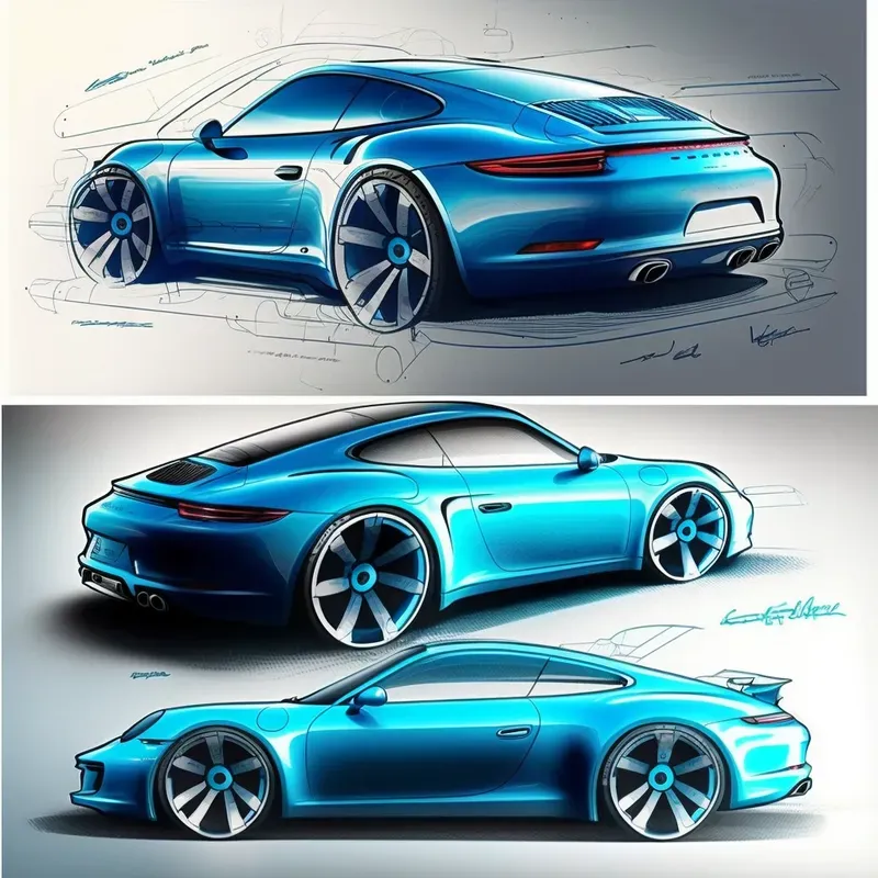 Concept Car Sketch Renderings Midjourney Prompt | PromptBase