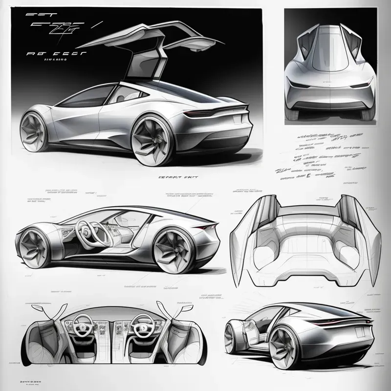 Concept Car Sketch Renderings Midjourney Prompt | PromptBase