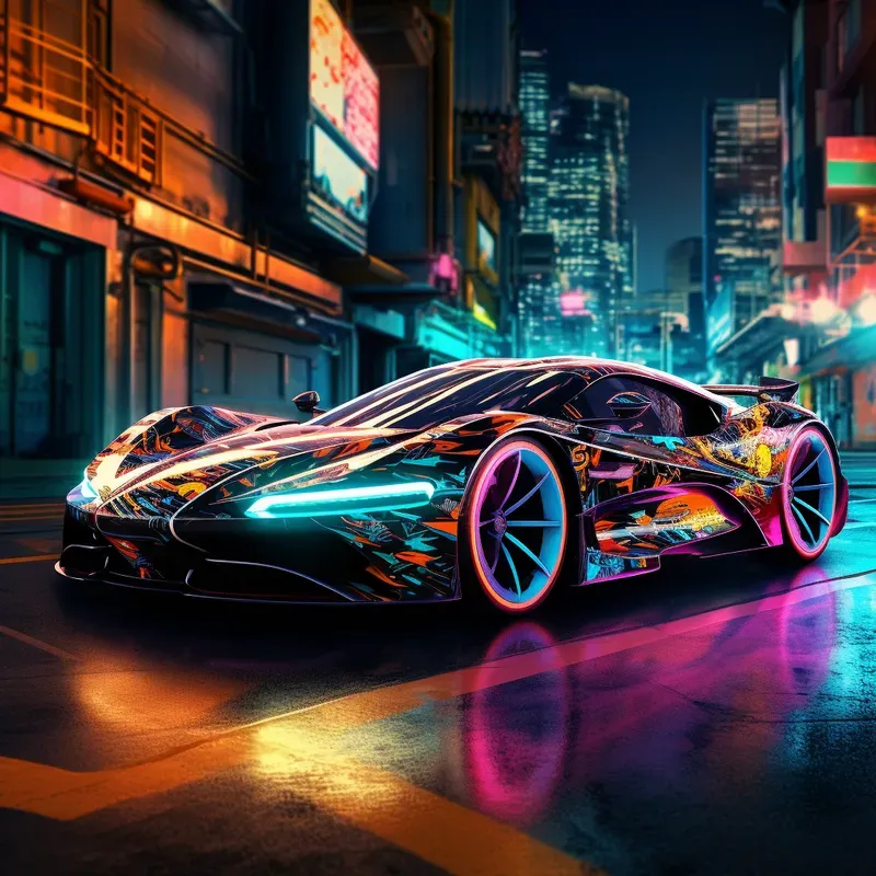 Colourful Neon Tron Art Style Midjourney Prompt | PromptBase